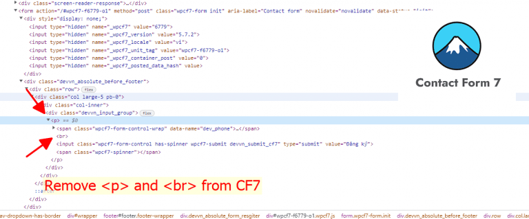 Xoá bỏ thẻ p và br trong CF7 - WordPress Developer